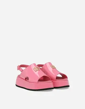 Dolce & Gabbana Patent Leather Wedge Sandals - Pink
