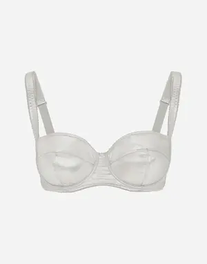 Dolce & Gabbana Foiled Jersey Balconette Bra - Silver