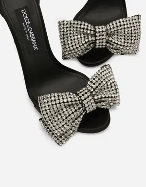 Dolce & Gabbana Satin Sandals With Rhinestone Embellishment - Multicolor
