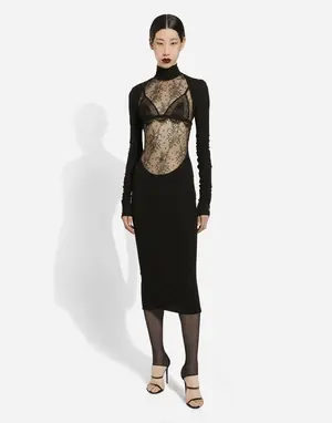 Dolce & Gabbana Jersey Calf-length Dress With Lace Insert