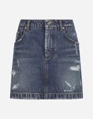Dolce & Gabbana Denim Mini Skirt With Rips