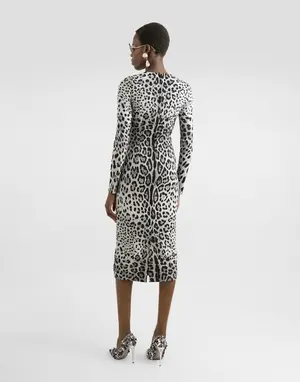 Dolce & Gabbana Charmeuse Calf-length Sheath Dress With Leopard - Print