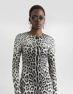 Dolce & Gabbana Charmeuse Calf-length Sheath Dress With Leopard - Print