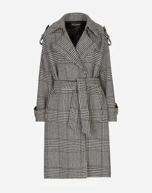 Dolce & Gabbana Houndstooth Check Wool Trench Coat - Multicolor