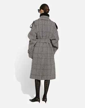Dolce & Gabbana Houndstooth Check Wool Trench Coat - Multicolor