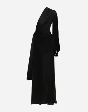 Dolce & Gabbana Long Silk Chiffon One-shoulder Dress
