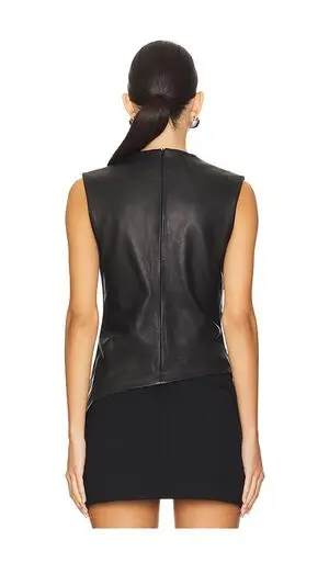 AEXAE Leather Ruched Top - Black