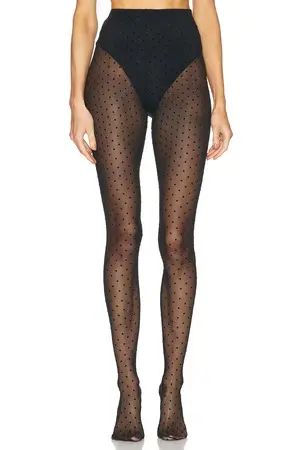 Wardrobe.NYC Polka Dot Tights - Black