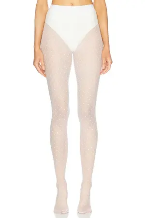 Wardrobe.NYC Polka Dot Tights - White