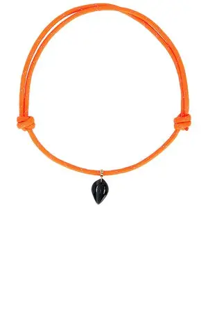 Dezso By Sara Beltran Classic Carved Cowry Shark Fin Enamel Surf Cord Necklace - Blue Tiger Eye & Orange Paracord