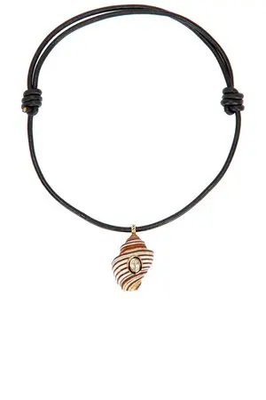 Dezso By Sara Beltran Shell Pendant Necklace - Shell & Black Leather