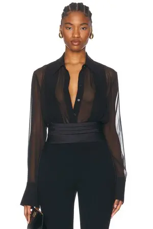 SANS FAFF Meghan Panelled Silk Blouse - Black
