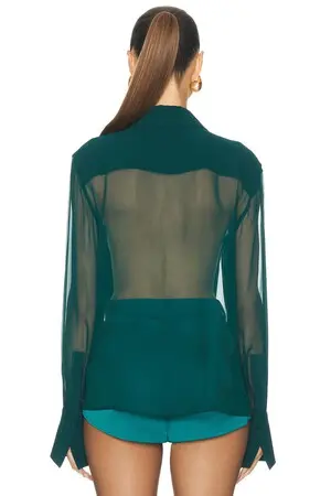 SANS FAFF Meghan Panelled Silk Blouse - Teal