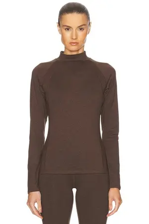 Varley Always Warm Base Layer Top - Deep Chocolate Marl
