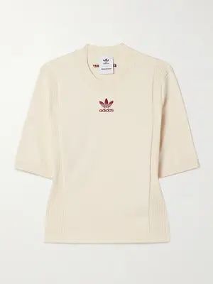 ADIDAS ORIGINALS Wales Bonner Embroidered Knitted Sweater - Neutrals