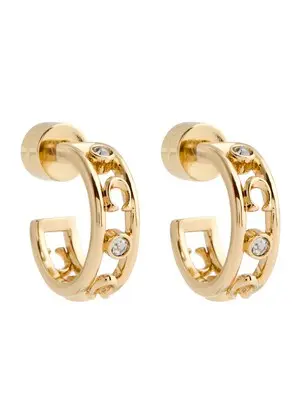 COACH Logo Crystal-embellished Hoop Earrings - Gold