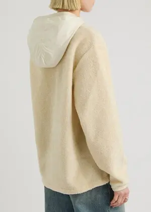 Moncler Logo Hooded Faux Fur Sweatshirt - Ivory