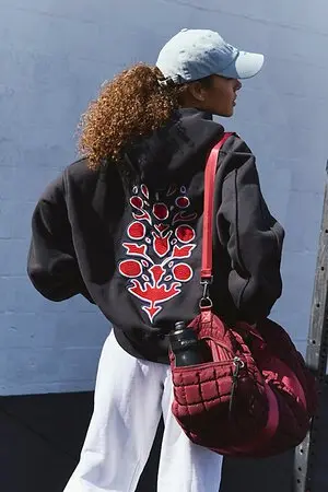 Free People Embroidered Logo Heavyweight Hoodie - Black Combo