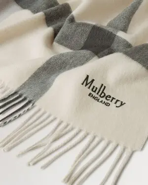 Mulberry Large Check Merino Wool Scarf