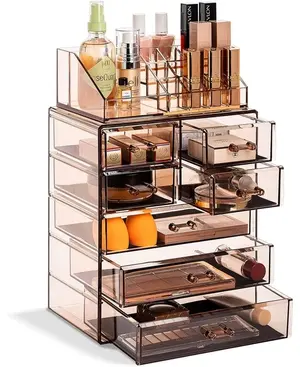 SORBUS Medium Makeup Organizer Set - Brown