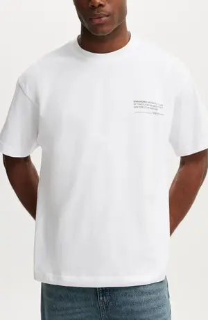 COTTON ON Box Fit Text T-shirt - White Open Sounds
