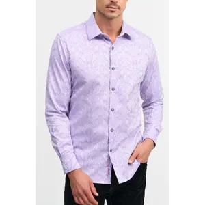 Robert Graham Highland Classic Fit Stretch Cotton Button-up Shirt Lilac