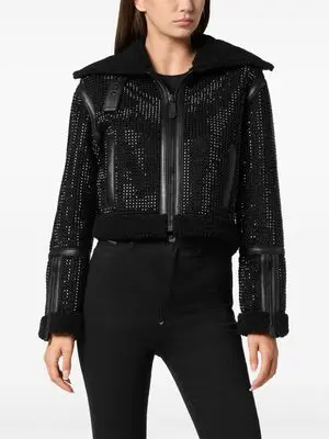 Philipp Plein Crystal Shearling Jacket