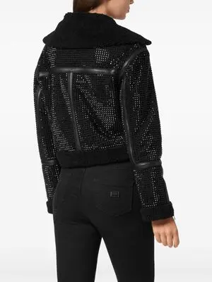 Philipp Plein Crystal Shearling Jacket