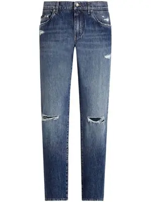 Dolce & Gabbana Ripped Straight-leg Jeans - Blue