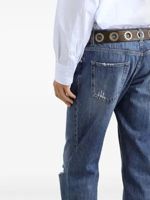 Dolce & Gabbana Ripped Straight-leg Jeans - Blue