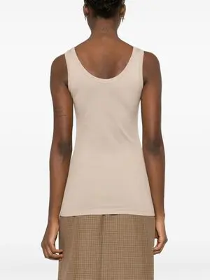 Prada Ribbed Knit Scoop Neck Tank Top - Neutrals
