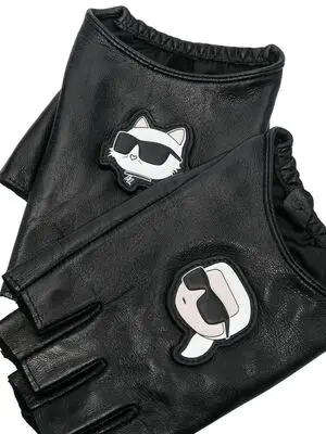 Karl Lagerfeld Ikon Leather Fingerless Gloves