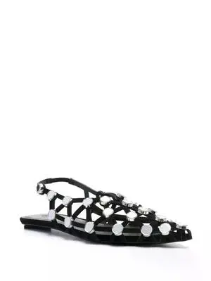 Attico Grid Slingback Sandals - Black
