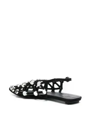Attico Grid Slingback Sandals - Black