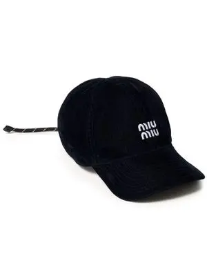 Miu Miu Velvet Baseball Cap - Blue