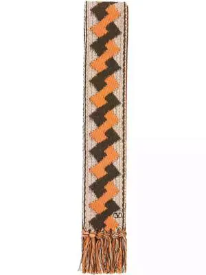 Valentino Garavani Patterned-jacquard Scarf - Orange