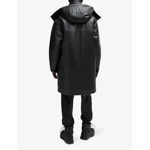Hugo Embossed-logo Longline Faux Leather-down Jacket