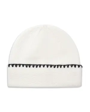 Aqua Exclusive Whipstitch Knit Beanie - White