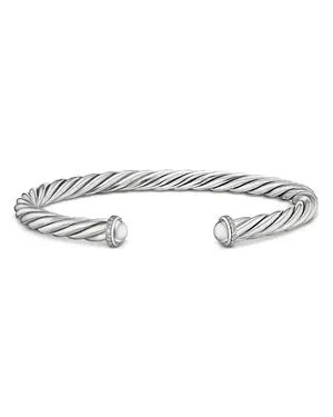 David Yurman Cable Cuff In Sterling With Diamonds - Diamonds/silver