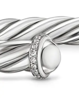 David Yurman Cable Cuff In Sterling With Diamonds - Diamonds/silver
