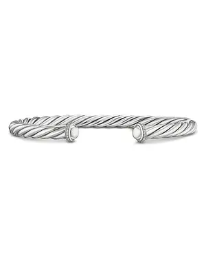 David Yurman David Yurman Cable Cuff In Sterling Silver With Diamonds Silver