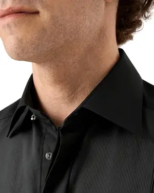Eton Slim Fit Plisse Bib Tuxedo Shirt - Black