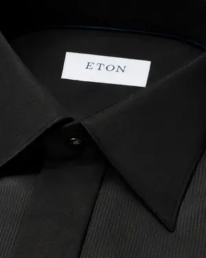 Eton Slim Fit Plisse Bib Tuxedo Shirt - Black