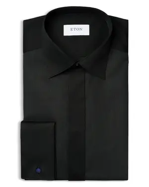 Eton Slim Fit Plisse Bib Tuxedo Shirt - Black