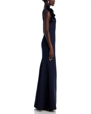 Rickie Freeman For Teri Jon Pleated Ruffle Gown