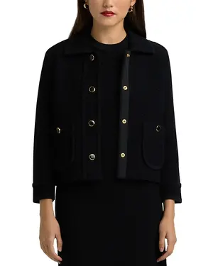 St. John Textured Knit Collared Jacket