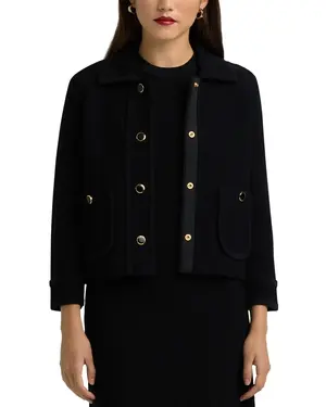 St. John Textured Knit Collared Jacket