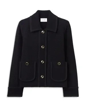 St. John Textured Knit Collared Jacket