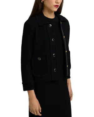 St. John Textured Knit Collared Jacket