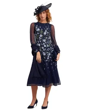 HOBBS LONDON Lois Embroidered Midi Dress